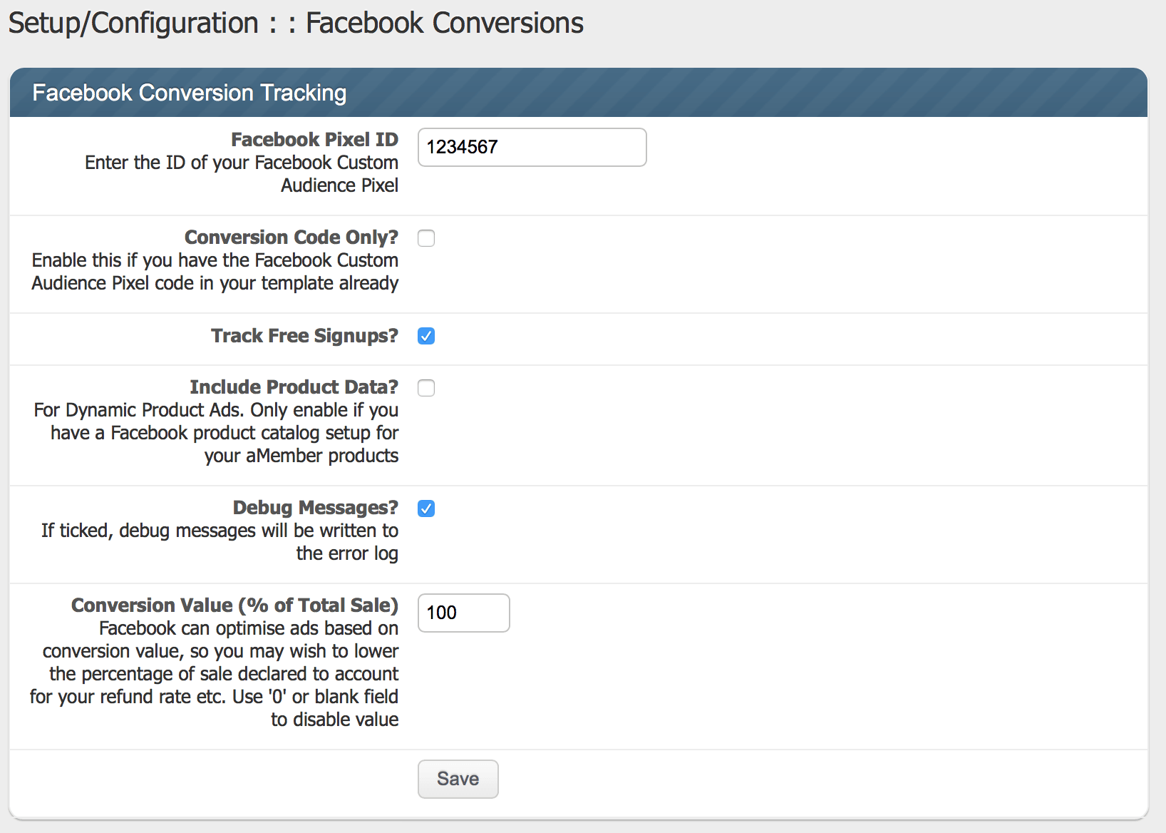 Facebook Ad Conversion Tracking Plugin for aMember